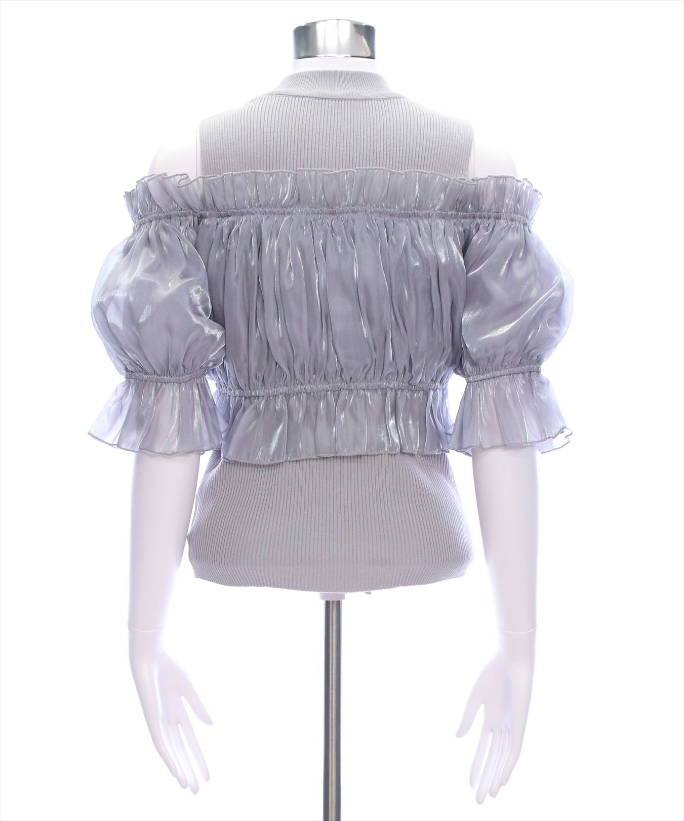 clear≪WEB先行販売/SS新作≫布帛ドッキングオフショルニット clear≪WEB先行販売/SS新作≫布帛ドッキングオフショルニット