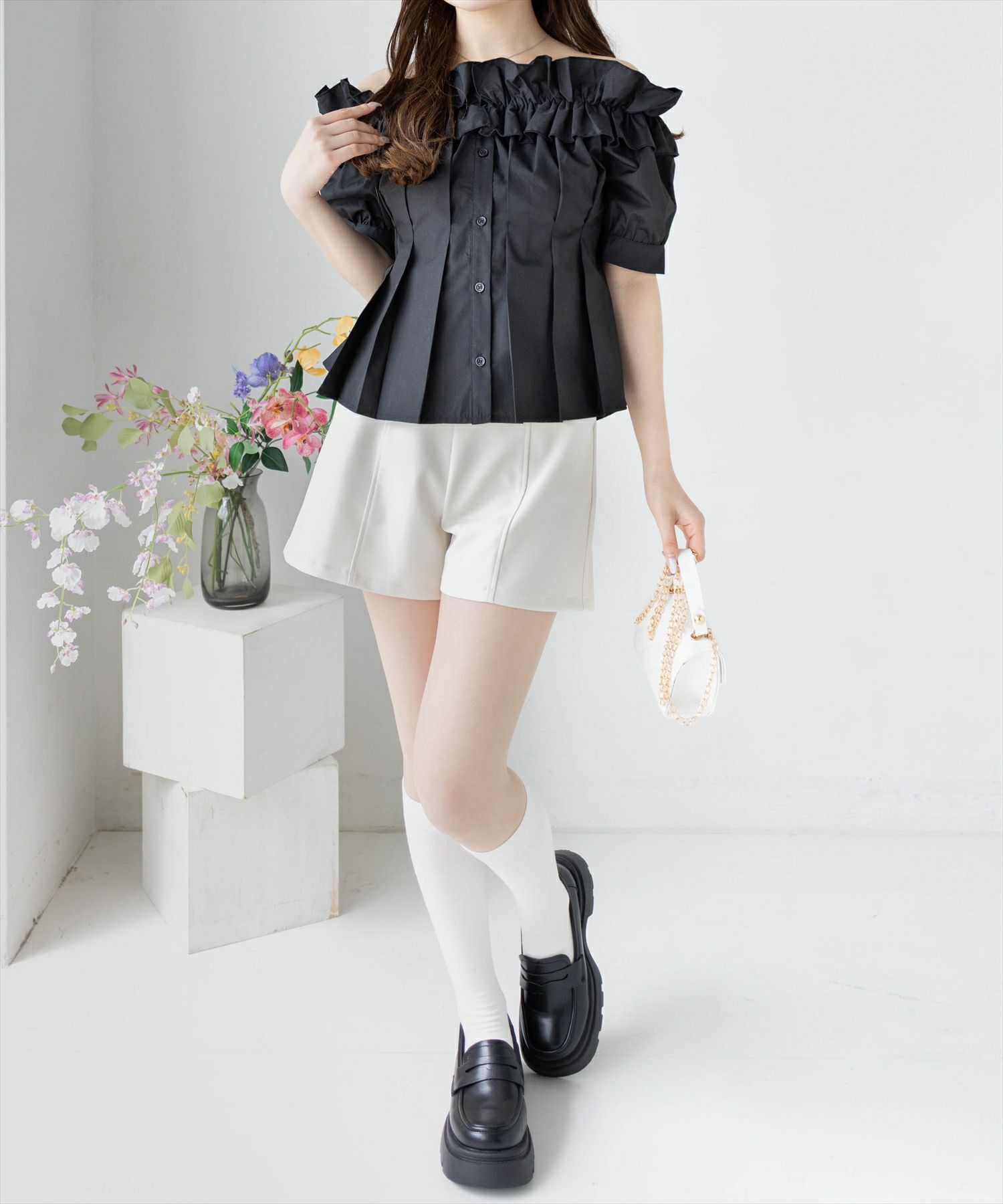 clear≪WEB先行販売/SS新作≫フリルオフショルブラウス[CL9125 clear≪WEB先行販売/SS新作≫フリルオフショルブラウス[CL9125